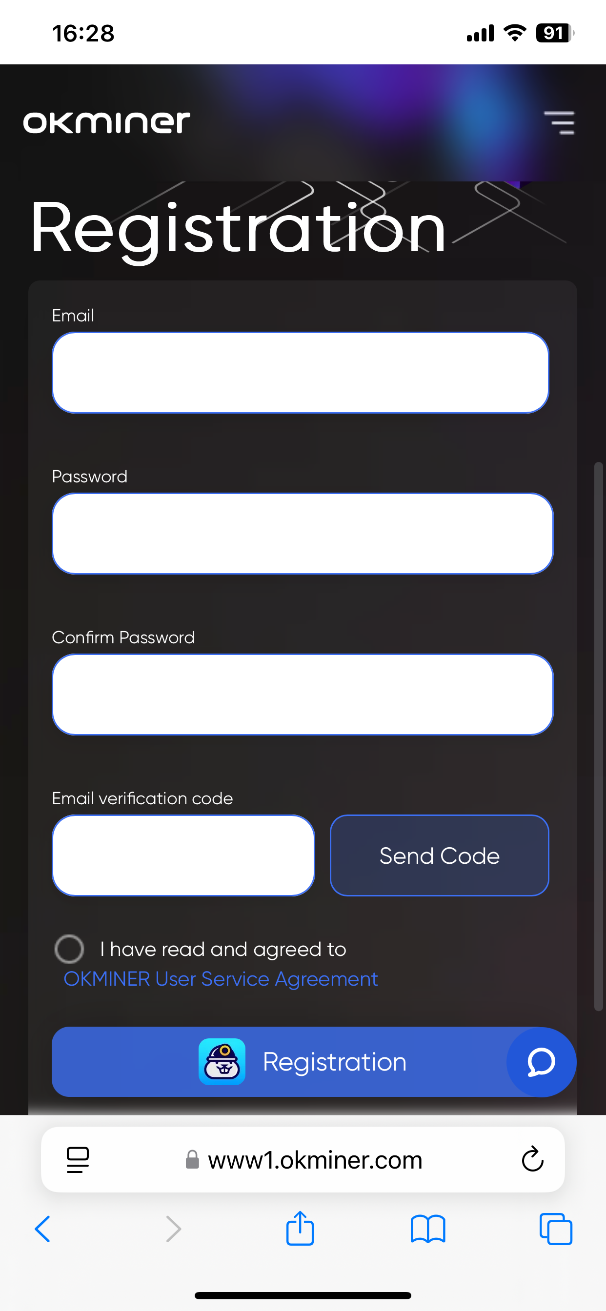 App registration-Register – OKMINER