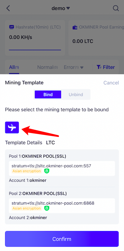 Step 4-Configure and bind the mining template – OKMINER